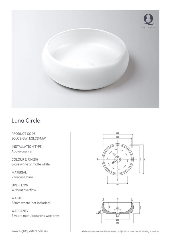Luna Circle Gloss White - Eight Quarters